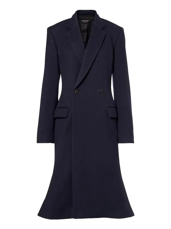 Balenciaga Godet Wool Coat - Blue