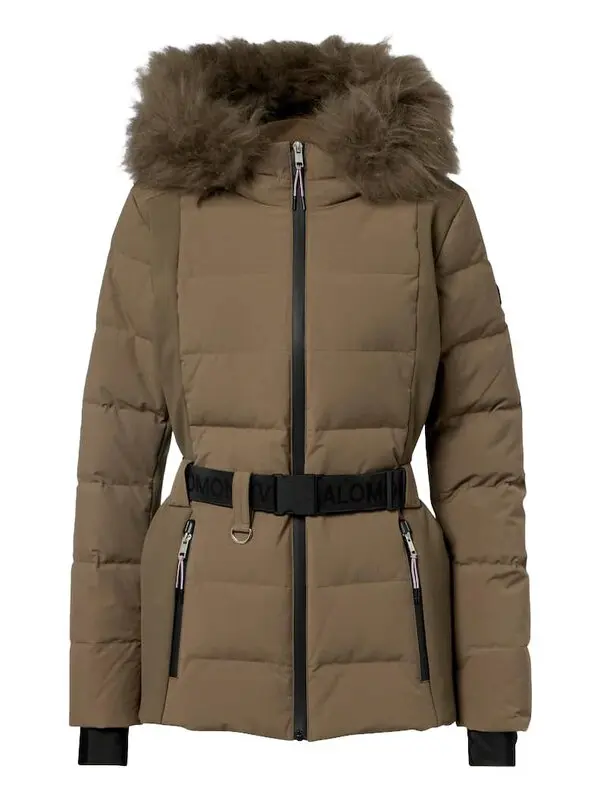YVES SALOMON Belted Down Jacket 64cm - Brown