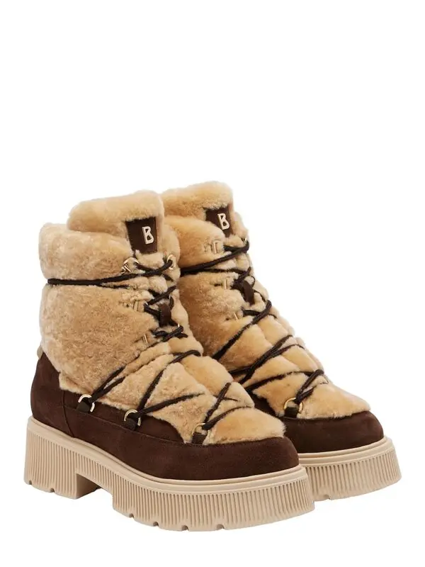 Bogner Turin Shearling And Suede Ankle Boots - Brown