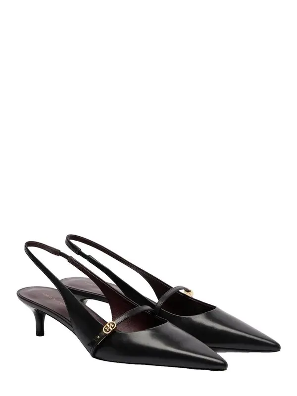 Tory Burch Double-t Leather Mary Jane Pumps - Black