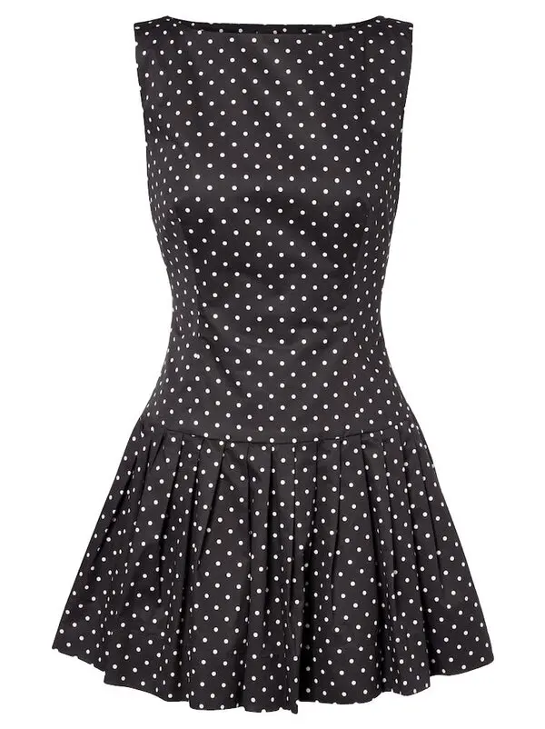 SAME Polka-dot Cotton Poplin Minidress - Black
