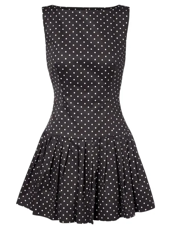 SAME Polka-dot Cotton Poplin Minidress - Black