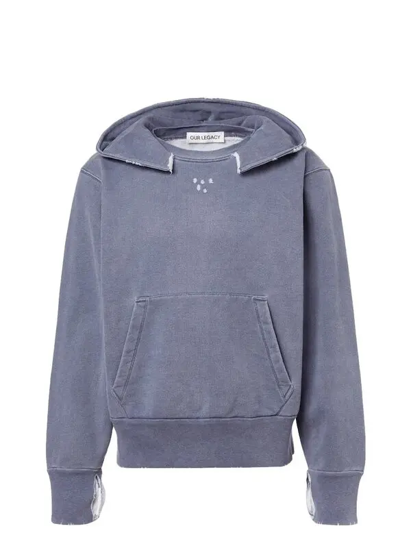 Our Legacy Relic Distressed Cotton Jersey Hoodie - Blue