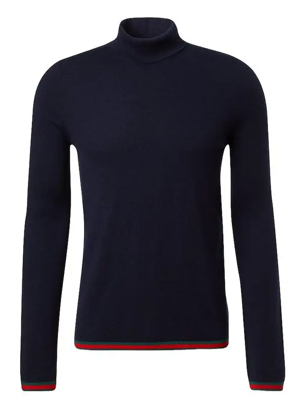 Gucci Webstripe Cashmere Turtleneck Sweater - Blue