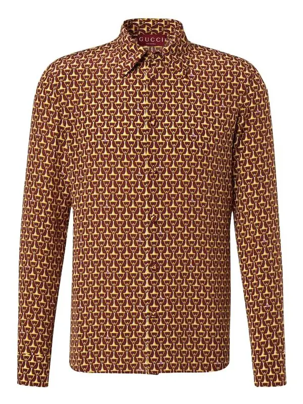 Gucci Printed Silk Shirt - Brown