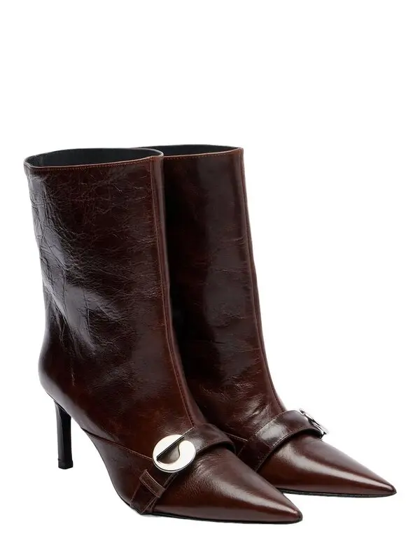 Coperni Belted Leather Ankle Boots - Brown