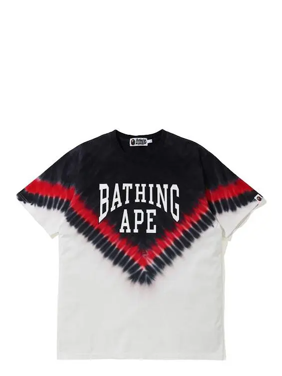 A BATHING APE Curved Logo Tie Dye Tee Shirt - Black