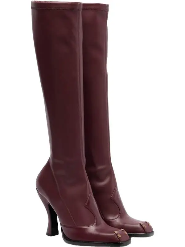 Etro Studded Leather Knee-high Boots - Burgundy