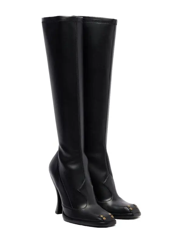 Etro Studded Leather Knee-high Boots - Black