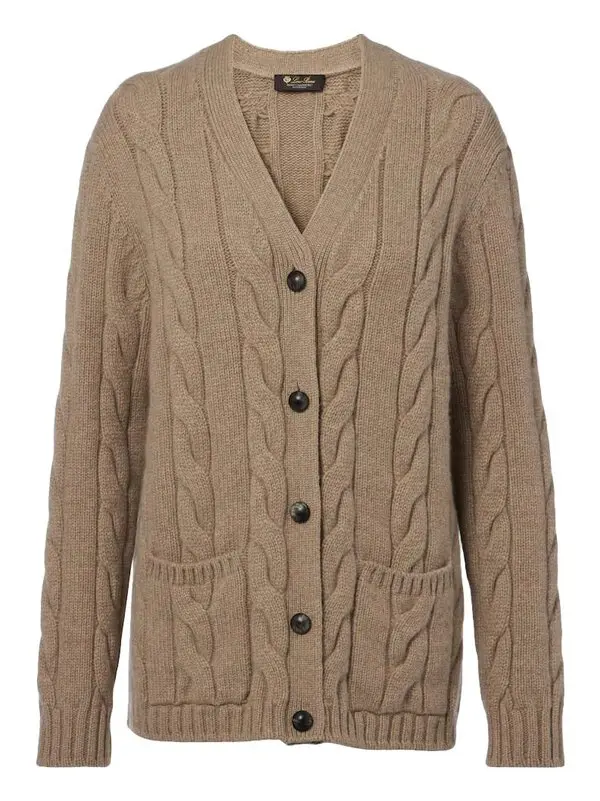 Loro Piana Napier Cable-knit Cashmere Cardigan - Brown