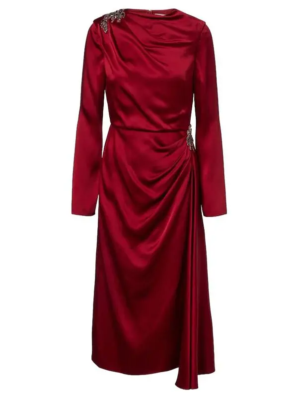 Erdem Crystal-embellished Satin Cady Cocktail Dress - Red