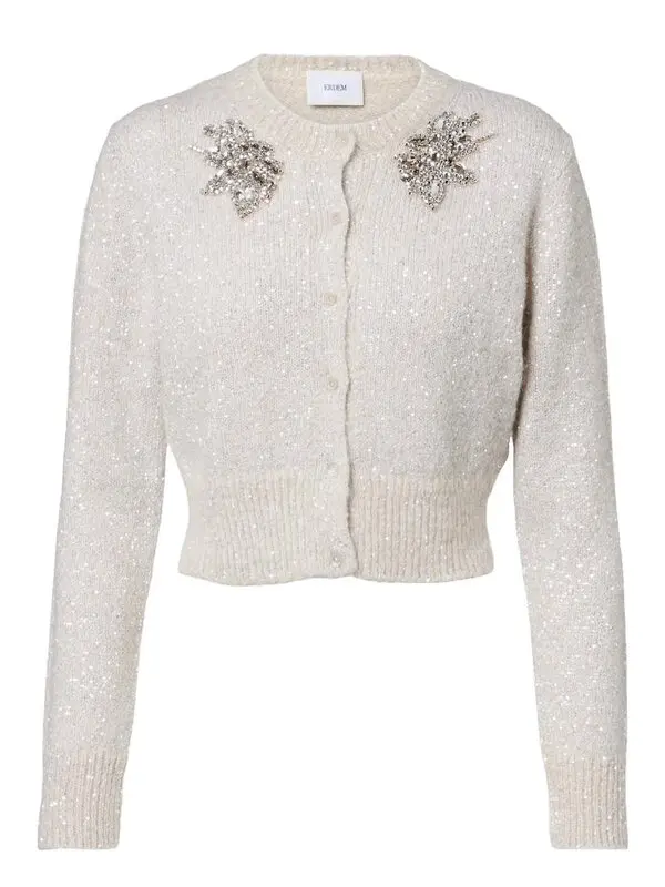 Erdem Embellished Cropped Alpaca-blend Cardigan - Beige