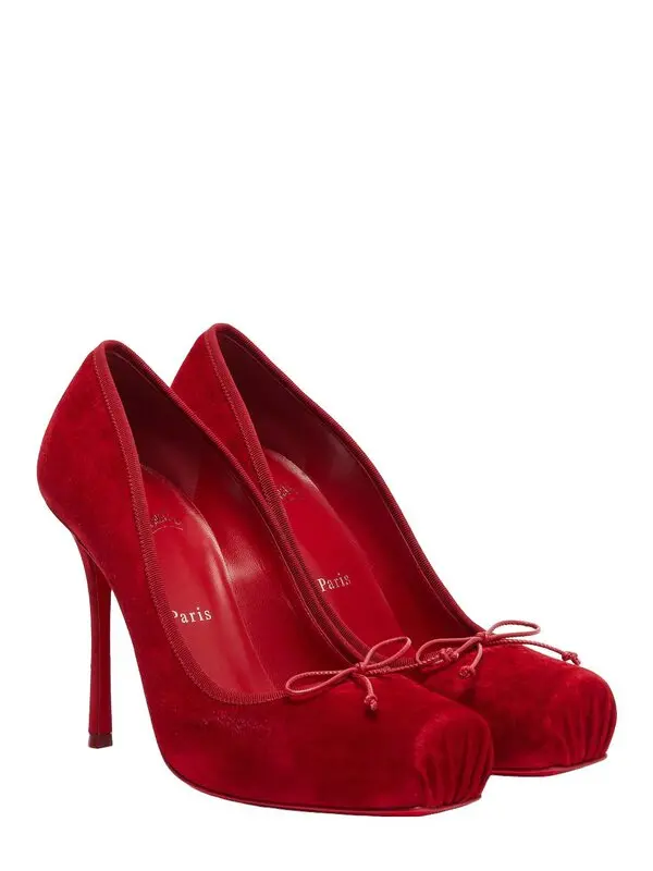 CHRISTIAN LOUBOUTIN Cassia Nodo 100 Suede Pumps - Red