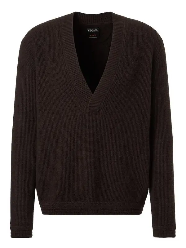 Zegna Cashmere V-neck Sweater - Black