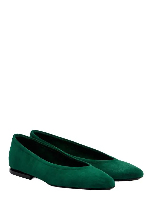 Loro Piana Primula Suede Ballet Flats - Green
