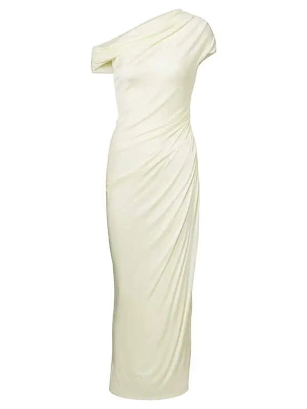 Galvan Draped One-shoulder Midi Dress - Yellow
