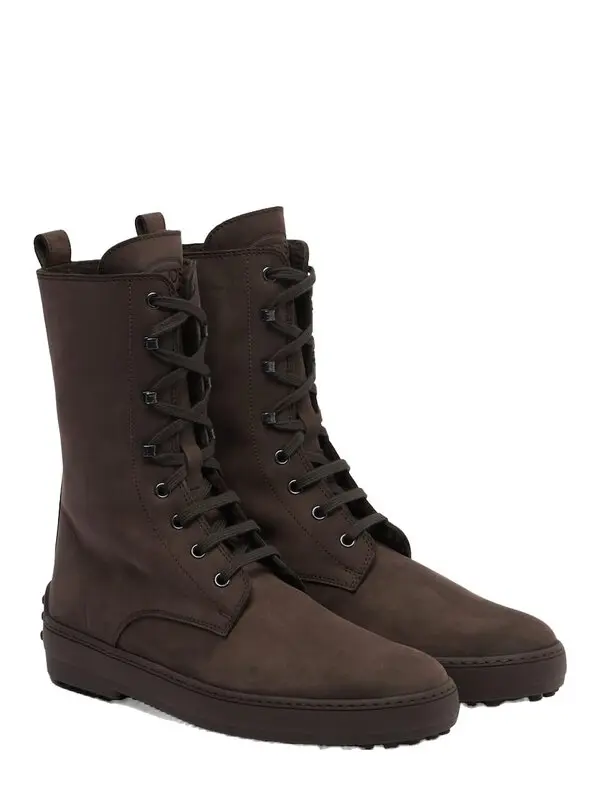 TOD'S Winter Gommino Leather Lace-up Boots - Brown