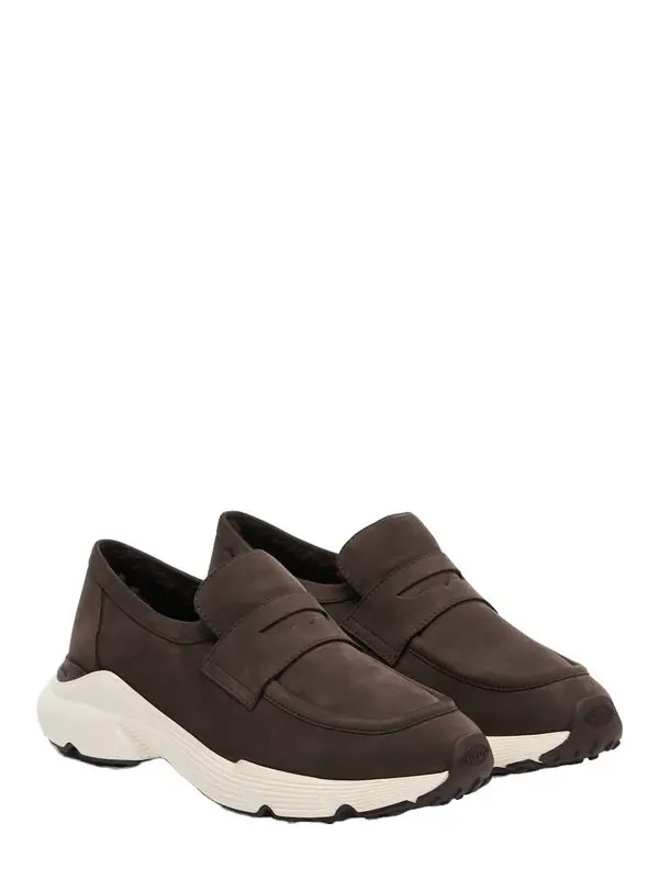 TOD'S Shearling-lined Leather Slip-on Shoes - Brown
