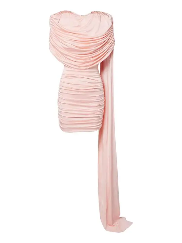 THE NEW ARRIVALS ILKYAZ OZEL Khara Draped Mini Dress - Pink