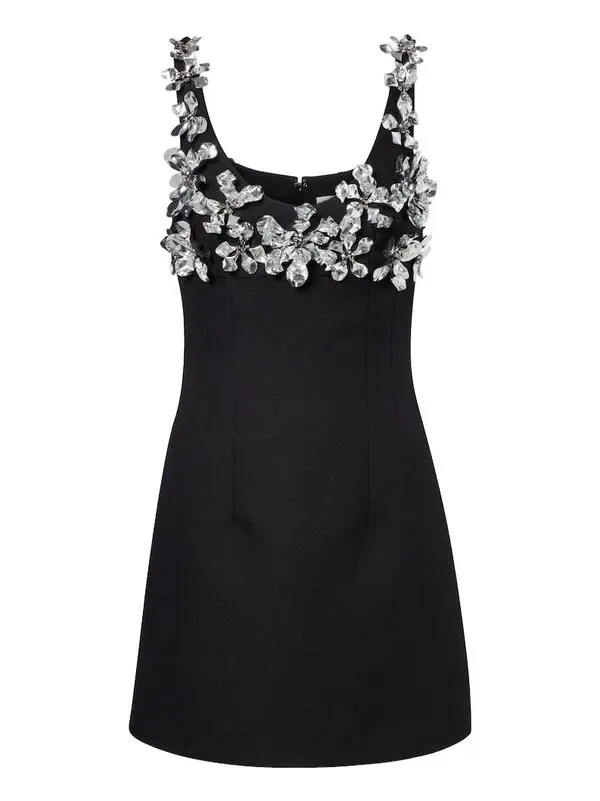 EMILIA WICKSTEAD Embellished Crêpe Minidress - Black