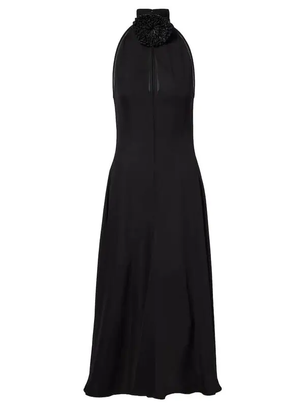 Alaïa Flower Halterneck Midi Dress - Black