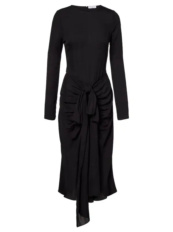 Alaïa Gathered Midi Dress - Black