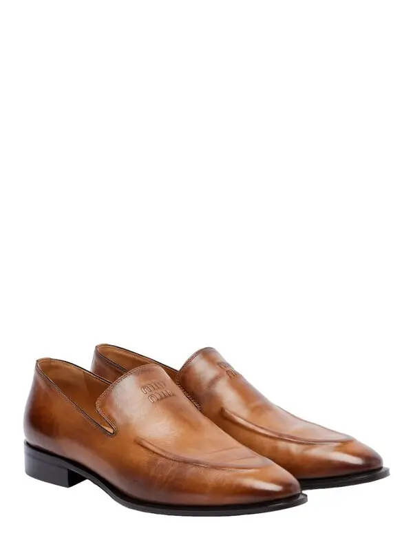 Miu Miu Leather Loafers - Brown