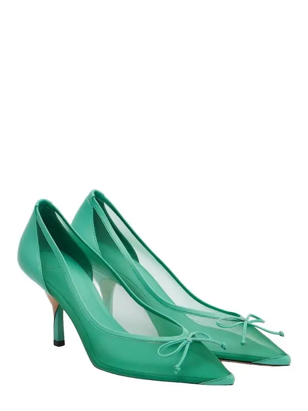 Jacquemus Tourni 80 Leather-trimmed Mesh Pumps - Green