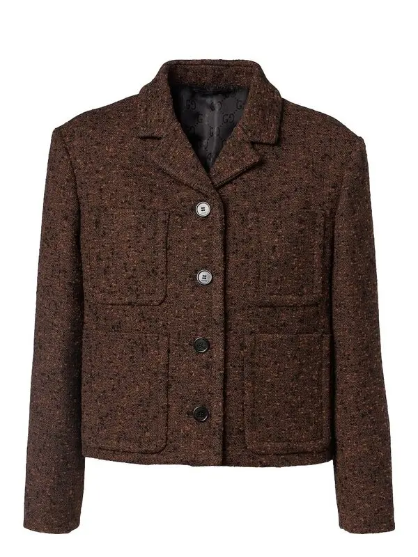 Gucci Wool-blend Tweed Jacket - Brown