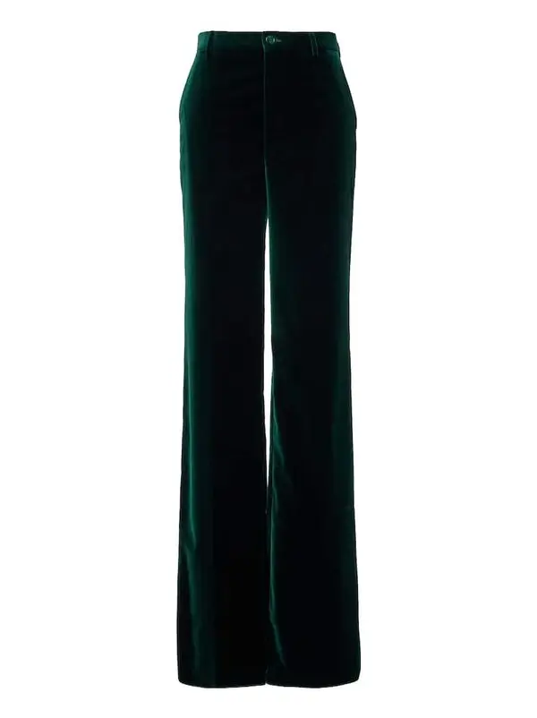 Gucci High-rise Wide-leg Velvet Pants - Green