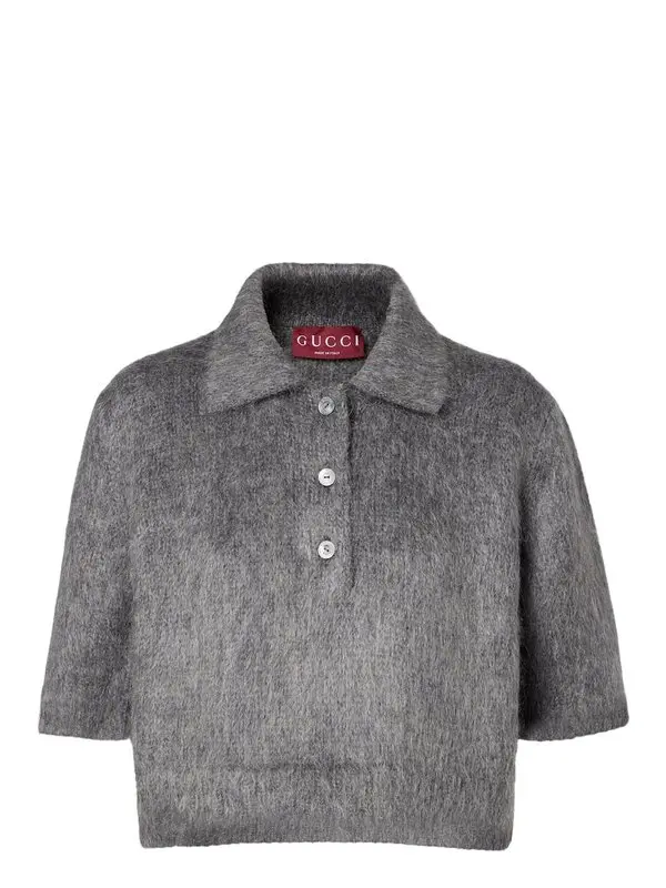 Gucci Mohair-blend Polo Sweater - Grey