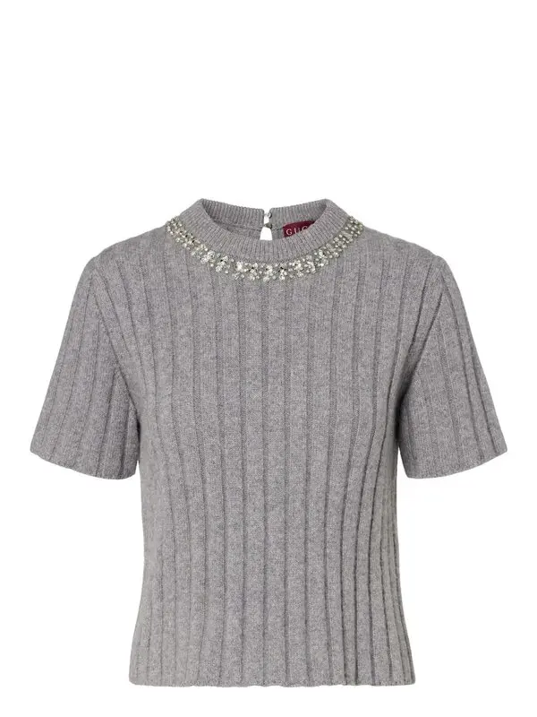 Gucci Embellished Wool And Cashmere Sweater - Grey