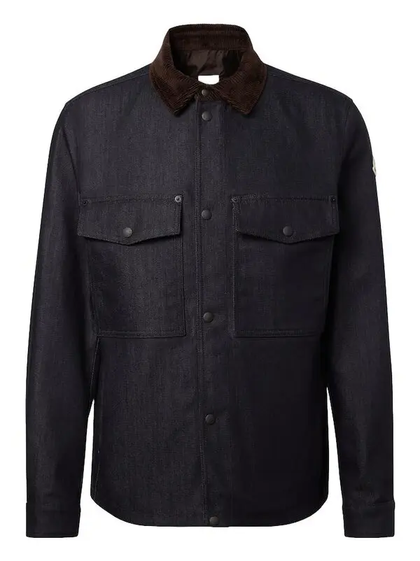 Moncler Corduroy-trimmed Denim Shirt Jacket - Blue