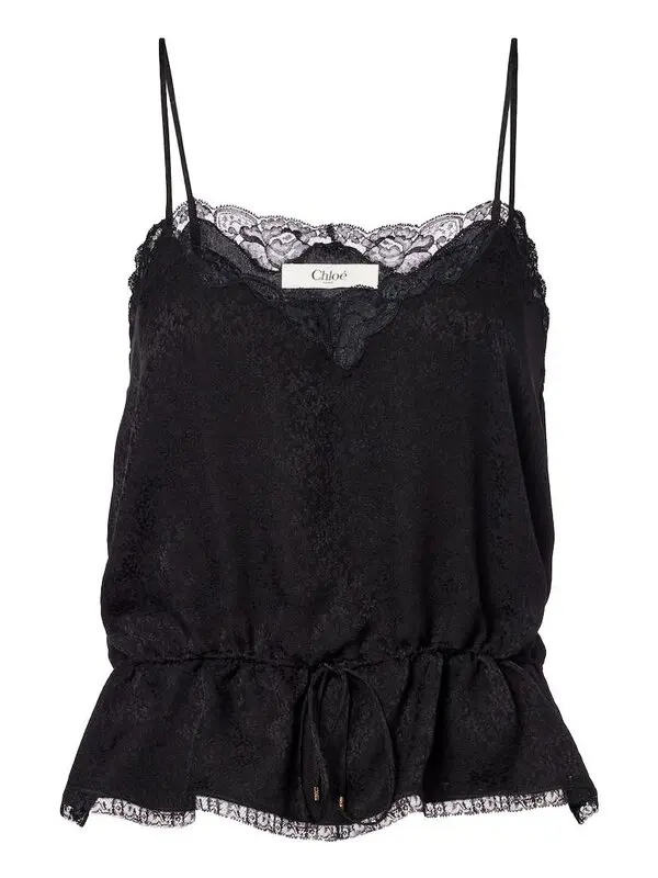 Chloé Lace-trimmed Silk Camisole - Black