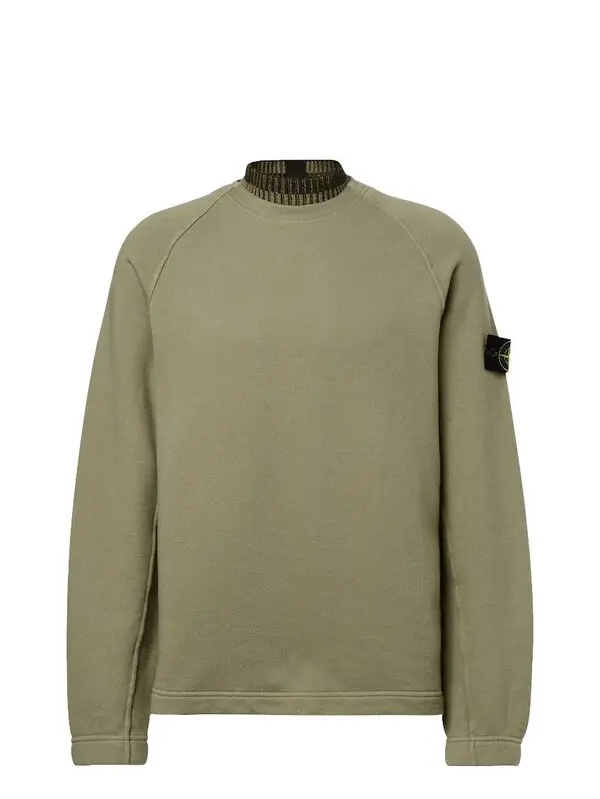 Stone Island Compass Cotton Fleece Sweatshirt - Green