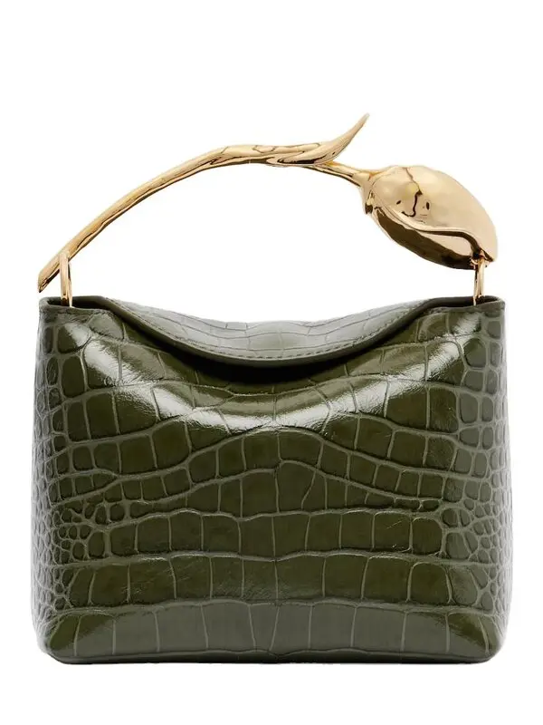Erdem Bloom Mini Croc-effect Leather Tote - Green