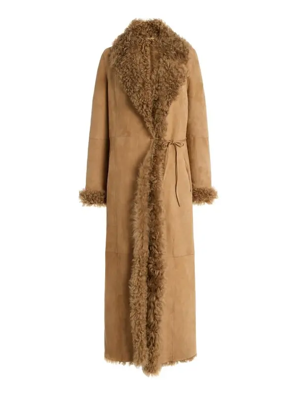Nour Hammour Shearling Long Coat - Brown