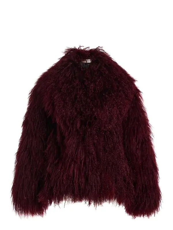 Nour Hammour Mirja Shearling Coat - Burgundy
