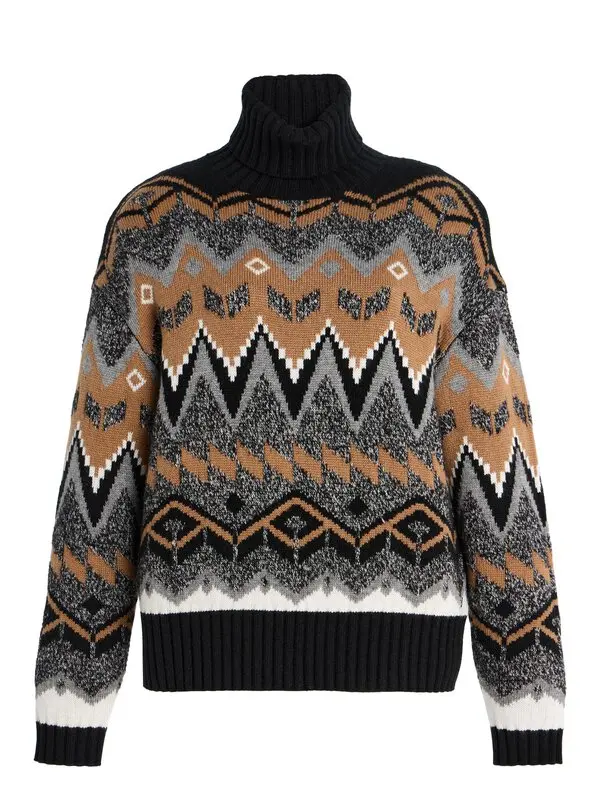 Bogner Raegan Jacquard Knit Turtleneck Pullover - Black