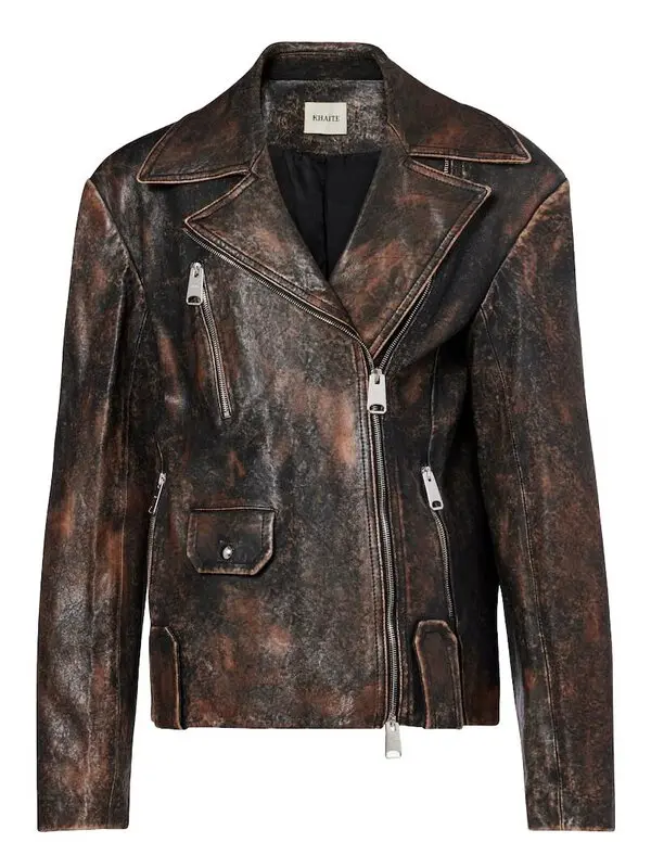 Khaite Catalina Distressed Leather Biker Jacket - Black