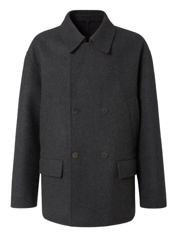 Fendi Wool Double-breasted Pea Coat - Grey