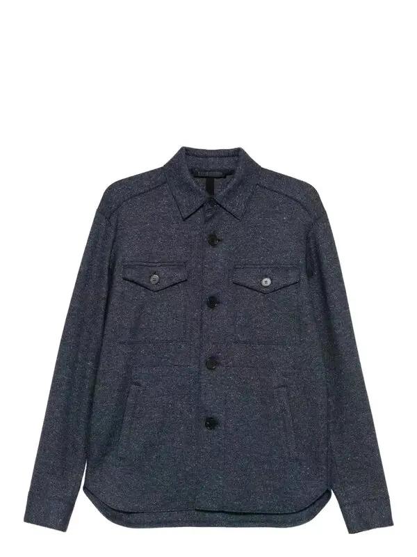 Harris Wharf London Buttoned Shirt Jacket - Blue