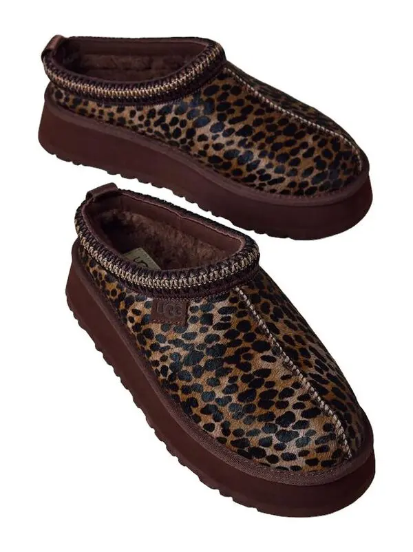UGG Tasman Caspian Leopard Print Slipper - Burnt Cedar