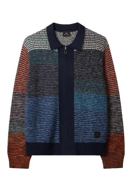 Paul Smith Colour-block Zip-through Cardigan - Blue