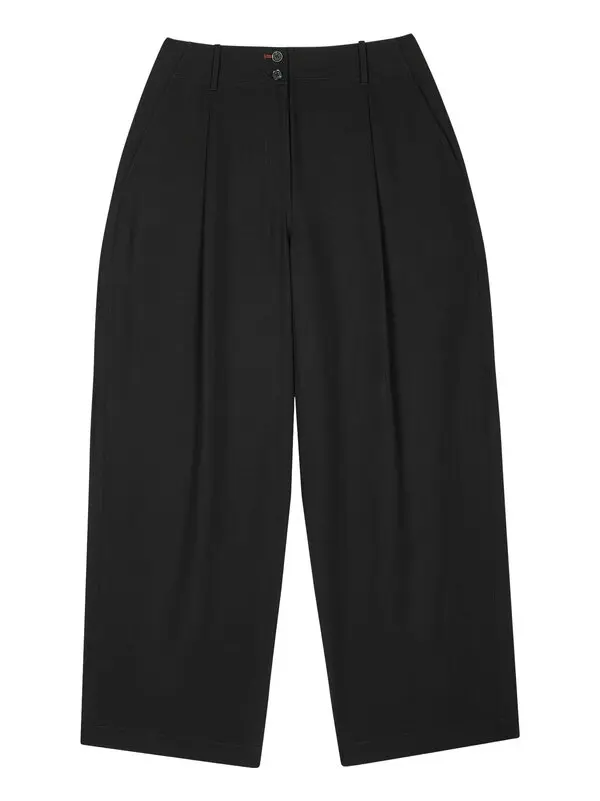Paul Smith Lyocell-linen Blend Barrel Leg Trousers - Black