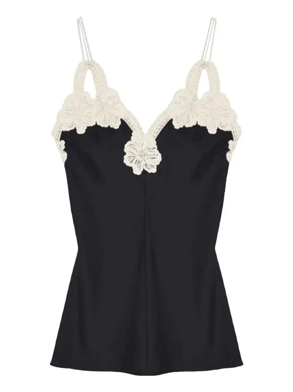 JIL SANDER Sleeveless Embroidered Top - Black