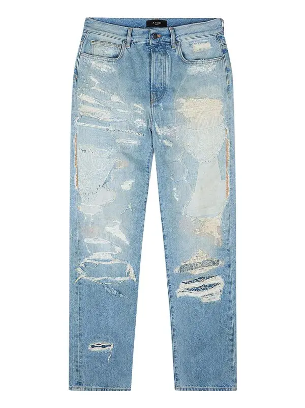 Amiri Repaired Straight Leg Jean - Blue
