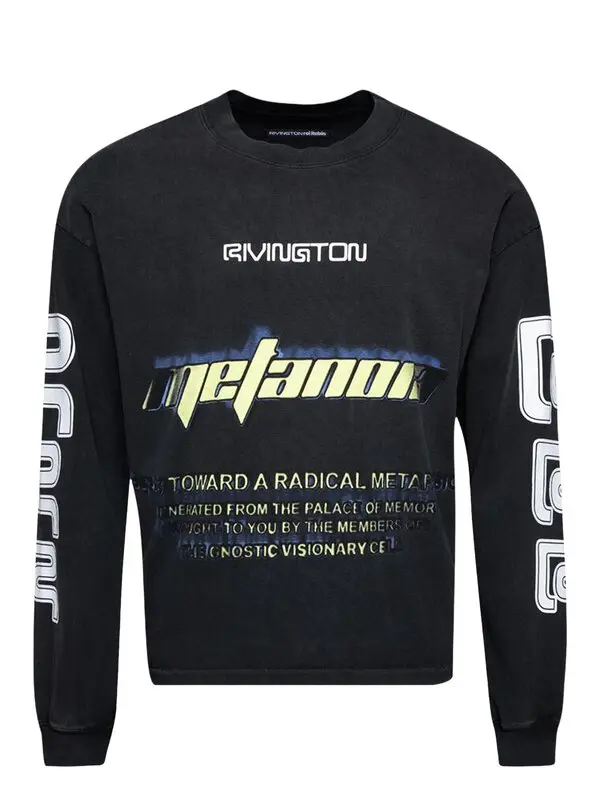 RIVINGTON ROI REBIS Radical Paper Garden Long-sleeve Tee - Black
