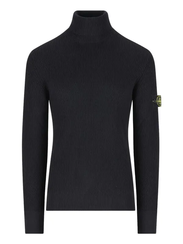 Stone Island Full Rib Turtleneck Sweater - Blue