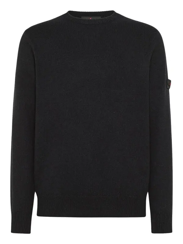 Peuterey Yak Wool Blend Sweater With Logo - Blue